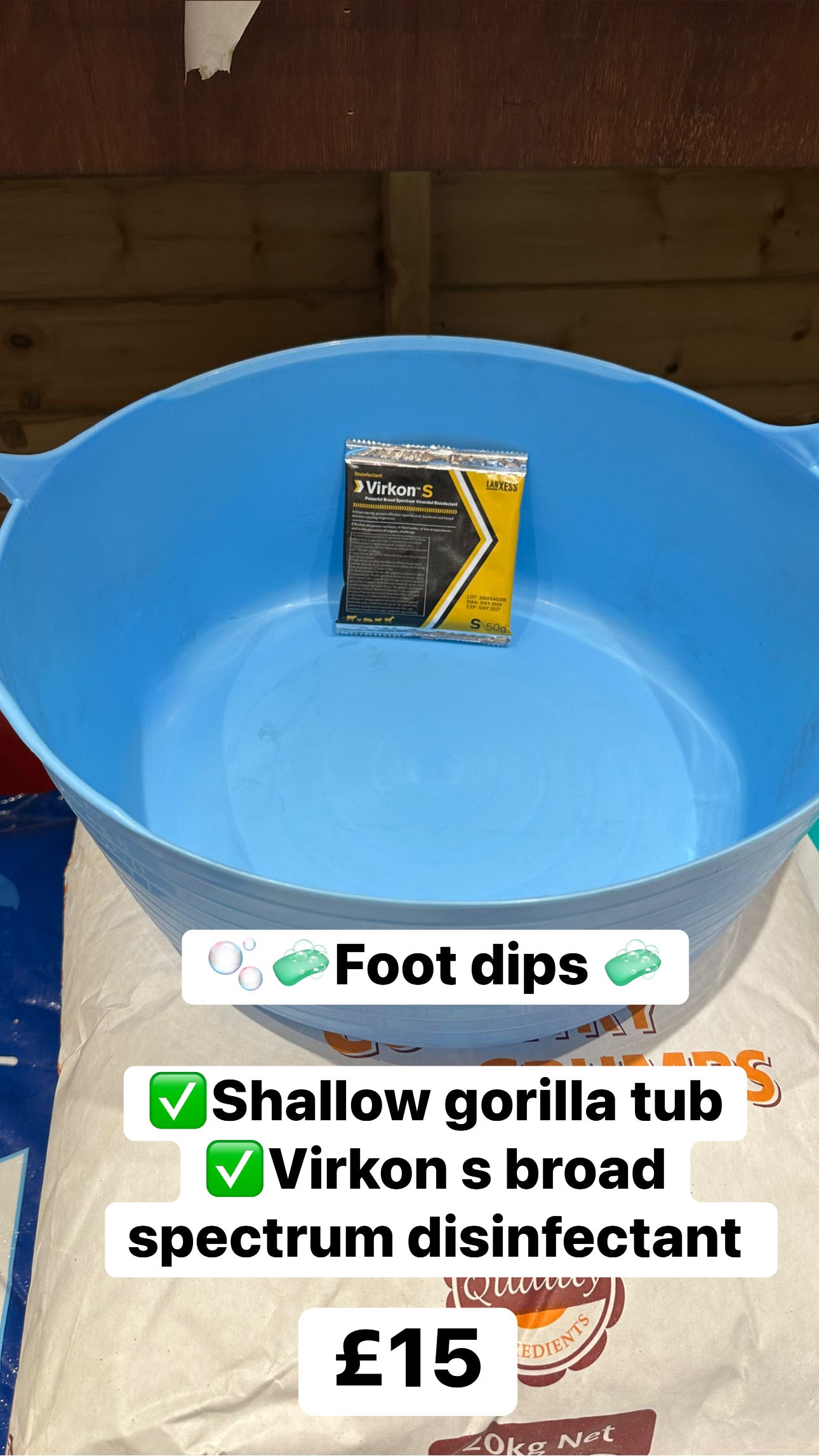 Foot dip and disinfectant – The Hatch Shed
